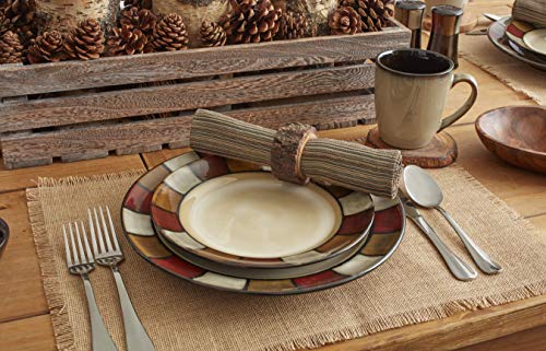 Pfaltzgraff Taos 16-Piece Stoneware Dinnerware Set, Service for 4,Beige/Olive