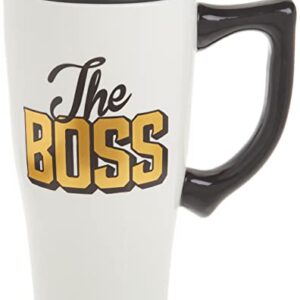 Spoontiques - Ceramic Travel Mugs - The Boss Cup - Hot or Cold Beverages - Gift for Coffee Lovers