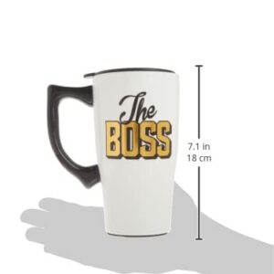 Spoontiques - Ceramic Travel Mugs - The Boss Cup - Hot or Cold Beverages - Gift for Coffee Lovers