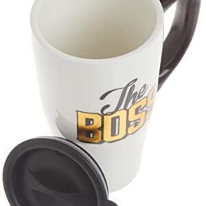 Spoontiques - Ceramic Travel Mugs - The Boss Cup - Hot or Cold Beverages - Gift for Coffee Lovers