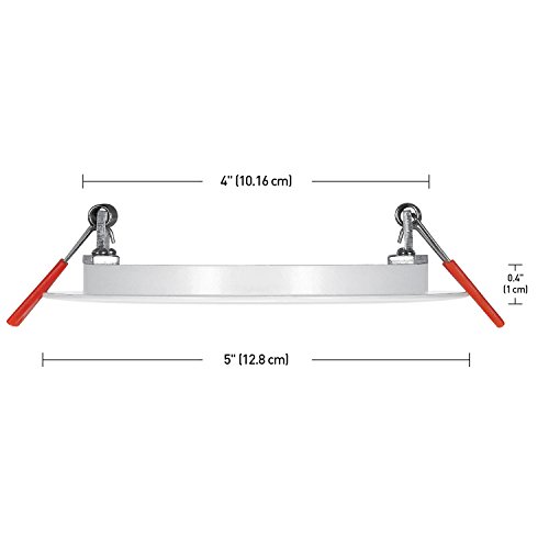 Globe Electric 4" LED Integrated Ultra Slim Recessed Lighting Kit, 9 Watts, Energy Star, IC Rated, Dimmable, Wet Rated, Fixed Flood, White Finish, 90931