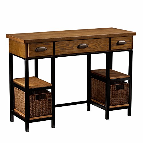 Mirada Writing Desk 42" Wide - Weathered Gray w/ Natural Brown Finish - Broad Workspace