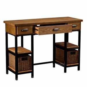 Mirada Writing Desk 42" Wide - Weathered Gray w/ Natural Brown Finish - Broad Workspace