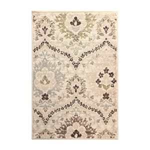 superior indoor runner rug, jute backed, modern oriental floral damask floor decor for office, living room, bedroom, entryway, nursery hardwood, tile, augusta collection - 2ft x 3ft, multi-colored