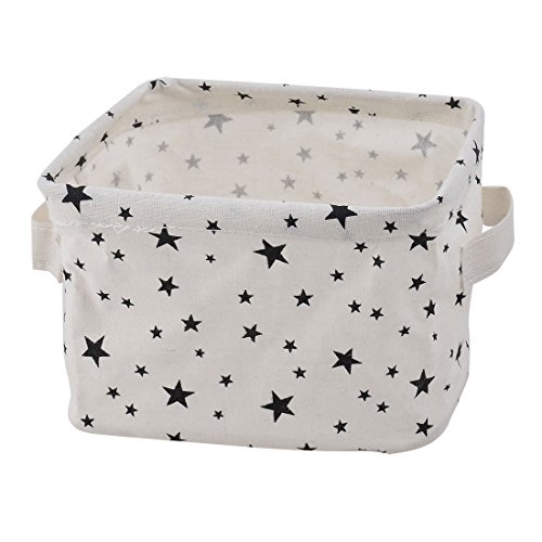 uxcell Fabric Star Pattern Household Desktop Makeup Sundries Storage Box Basket Closet