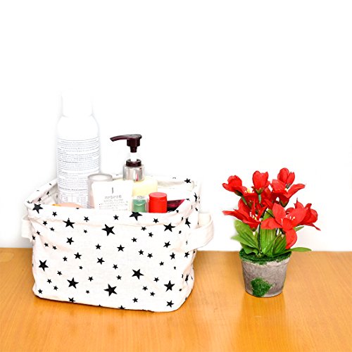 uxcell Fabric Star Pattern Household Desktop Makeup Sundries Storage Box Basket Closet