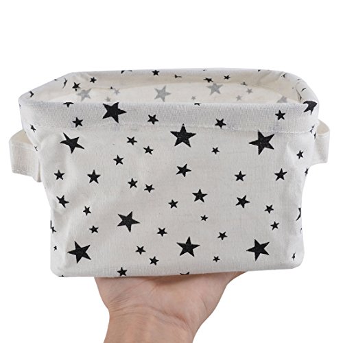 uxcell Fabric Star Pattern Household Desktop Makeup Sundries Storage Box Basket Closet