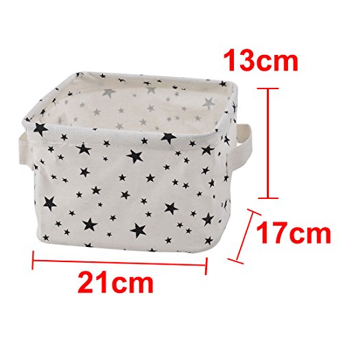 uxcell Fabric Star Pattern Household Desktop Makeup Sundries Storage Box Basket Closet