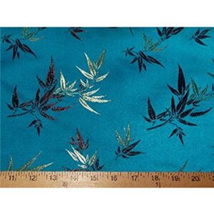 chinese faux silk bamboo brocade satin fabric sold by the yard (turquoise)