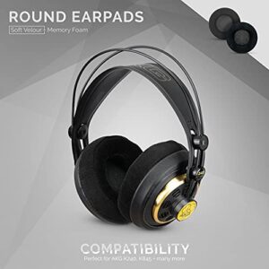 BRAINWAVZ Round Velour Memory Foam Earpads - Suitable Many Large Headphones - SteelSeries, HD668B, ATH, AKG K553, HifiMan, ATH, Philips, Fostex, Sony Ear Pad & More