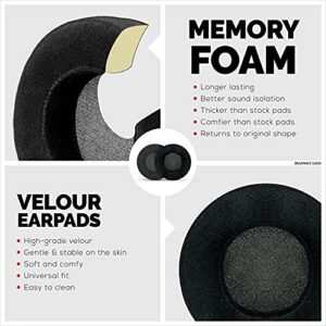 BRAINWAVZ Round Velour Memory Foam Earpads - Suitable Many Large Headphones - SteelSeries, HD668B, ATH, AKG K553, HifiMan, ATH, Philips, Fostex, Sony Ear Pad & More