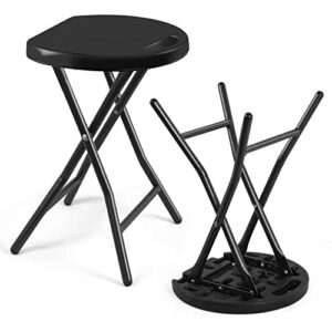 TAVR Portable Folding Stool 18.1 inch Set of 2 Heavy Duty Fold up Stool Metal and Plastic Foldable Stool for Adults Kitchen Garden Bathroom Collapsible Round Stool,440lbs Capacity,Black