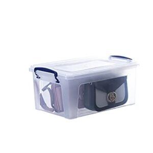 Superio Clear Storage Bin with Lid, Stackable Plastic Deep Storage Latch Box with Snap Lock Closure (9.5 Quart)