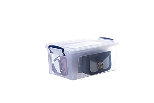 Superio Clear Storage Bin with Lid, Stackable Plastic Deep Storage Latch Box with Snap Lock Closure (9.5 Quart)