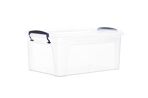 Superio Clear Storage Bin with Lid, Stackable Plastic Deep Storage Latch Box with Snap Lock Closure (9.5 Quart)