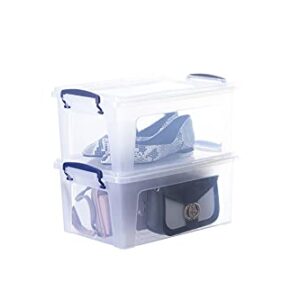 Superio Clear Storage Bin with Lid, Stackable Plastic Deep Storage Latch Box with Snap Lock Closure (9.5 Quart)