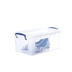 Superio Clear Storage Bin with Lid, Stackable Plastic Deep Storage Latch Box with Snap Lock Closure (9.5 Quart)