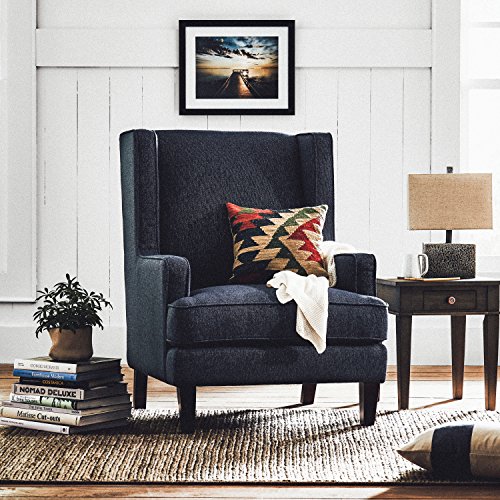 Amazon Brand – Stone & Beam Highland Modern Living Room Wingback Accent Chair, 31.9"W, Denim