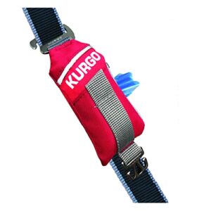 kurgo duty bag for dogs, refillable dog poop bag dispenser,dispenser with dog waste bags, attaches to any leash, machine washable,convenient hook for used waste bags,barn red/chili red, (pack of 1)