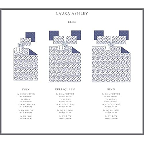 Laura Ashley Home - Elise Collection - Luxury Ultra Soft Comforter, All Season Premium Bedding Set, Stylish Delicate Design for Home Décor,Blue, Twin