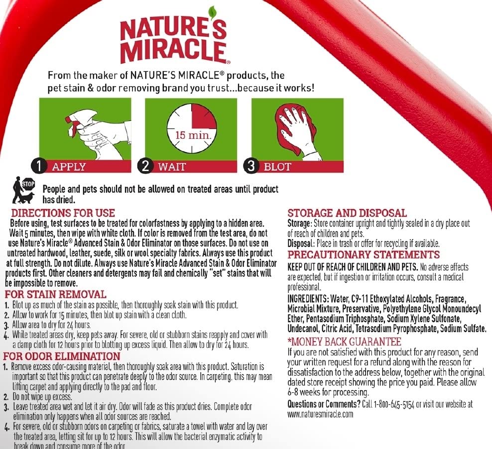 Nature's Miracle Advanced Stain and Odor Eliminator Dog for Severe Dog Messes