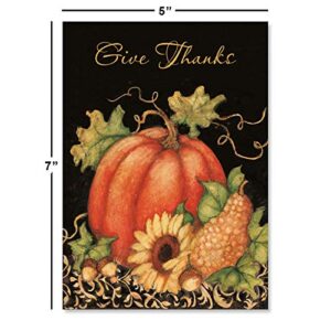 Current Pumpkin Harvest Scripture Thanksgiving Greeting Cards Set - Susan Winget Religious Holiday Card Variety Value Pack, Set of 8 Large 5 x 7-Inch Cards, Envelopes Included