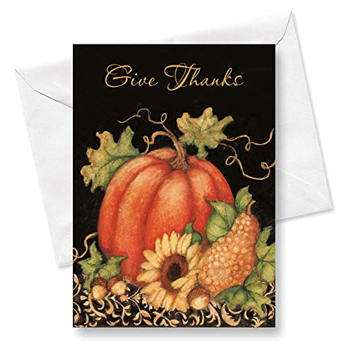 Current Pumpkin Harvest Scripture Thanksgiving Greeting Cards Set - Susan Winget Religious Holiday Card Variety Value Pack, Set of 8 Large 5 x 7-Inch Cards, Envelopes Included