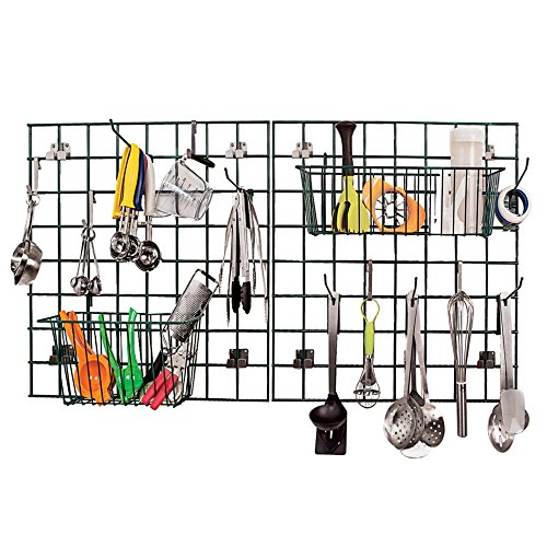 Focus Foodservice EZ-Wall Green Metal Kitchen Storage Grid Drying Rack