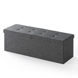 otto & ben 45" storage ottoman with smart lift top, upholstered tufted bench, foot rest, dark grey