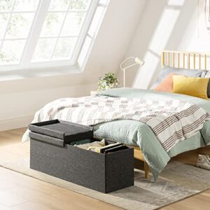 Otto & Ben 45" Storage Ottoman with SMART LIFT Top, Upholstered Tufted Bench, Foot Rest, Dark Grey