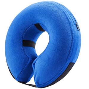 bencmate protective inflatable collar for dogs and cats - soft pet recovery collar does not block vision e-collar (large, blue)