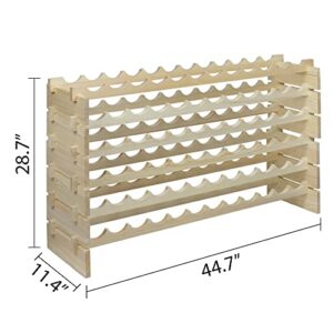 Smartxchoices Stackable Modular Wine Rack 72 Slots Floor Wine Storage Stand Wooden Wine Holder Display Shelves 72 Slots, Wobble-Free, Solid Wood, Free Standing (Six-Tier, 72 Bottle Capacity) (Wood)