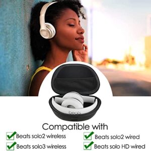 Linkidea Headphone Carrying Case Compatible with Beat Solo3.0, Solo2.0, SoloHD Wireless On-Ear Headphones Case, Protective Hard Shell Travel Bag with Cable, Charger Storage (Black)