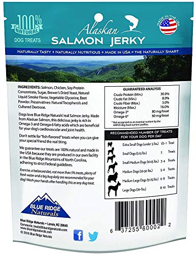 Blue Ridge Naturals (3 Pack) Oven Baked Salmon Jerky Dog Treats, 3 Pounds Total