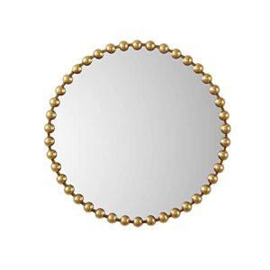 madison park signature wall décor marlowe metal spherical frame round mirror for living room - home accent, ready to hang bedroom decoration, 36" diameter, gold