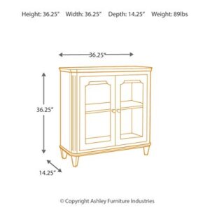 Signature Design by Ashley Mirimyn Vintage 36" 2-Door Accent Cabinet with Glass Inlay and Adjustable Shelf, Blue