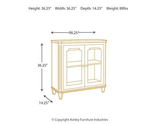 Signature Design by Ashley Mirimyn Vintage 36" 2-Door Accent Cabinet with Glass Inlay and Adjustable Shelf, Blue