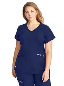 healing hands womens scrub top 3 pocket v-neck lightweight breathable fabric scrub tops for women hh360 2284 serena navy 2xl