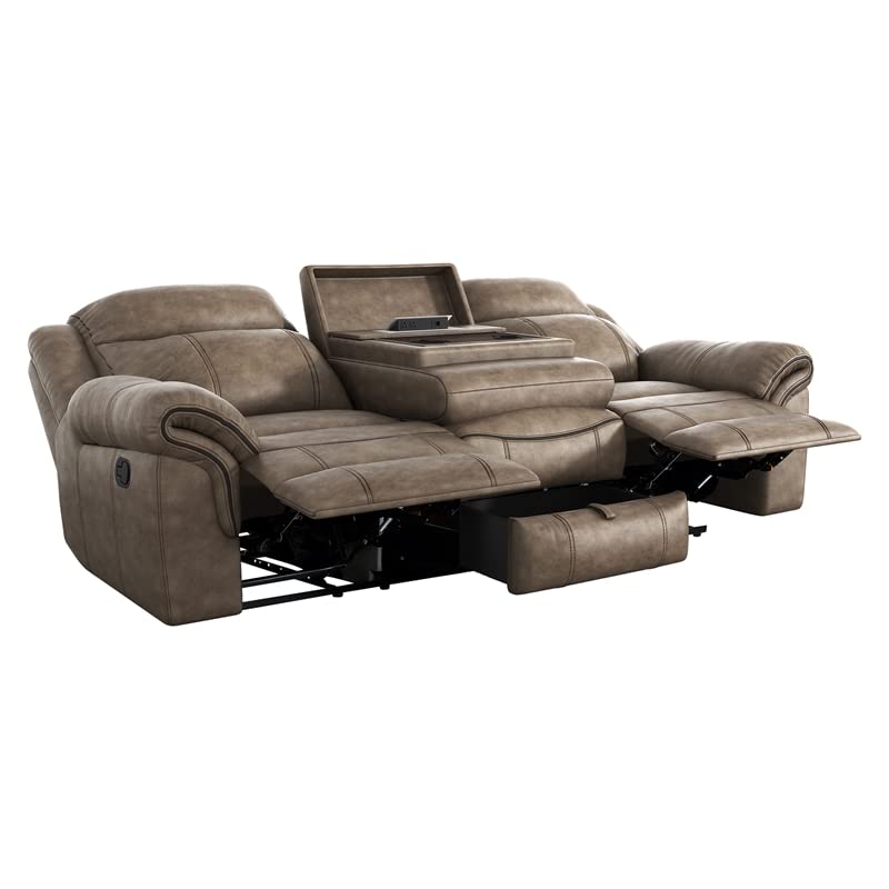 Homelegance 87" Double Reclining Sofa (Manual), Brown