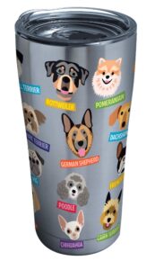 tervis triple walled flat art dogs insulated tumbler cup keeps drinks cold & hot, 20oz legacy, stainless steel