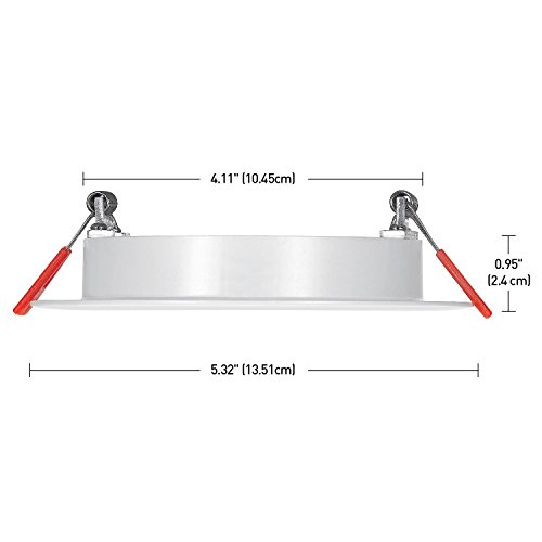 4" Ultra Slim Baffle LED Integrated Recessed Lighting Kit 4-Pack, 9 Watts, Energy Star, IC Rated, Dimmable, Wet Rated, White Finish, 4.25" Hole Size,91128