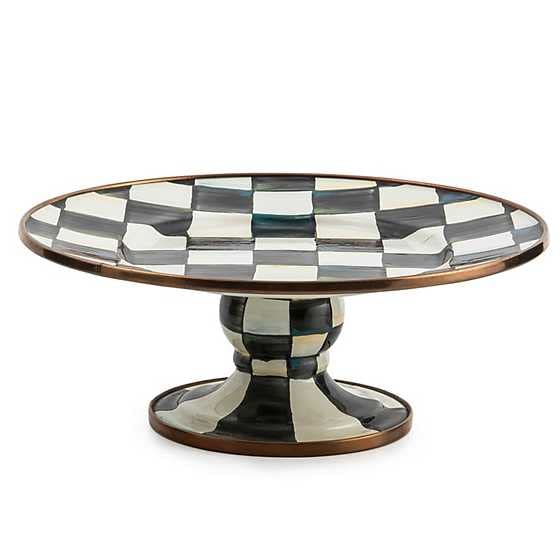 MACKENZIE-CHILDS Courtly Check Enamel Pedestal Platter, Round Cake Stand, Mini