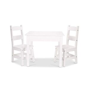 melissa & doug wooden table & chairs - white