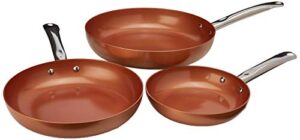 copper chef 3-piece non-stick fry pan set, 8 inch, 10 inch, and 12 inch