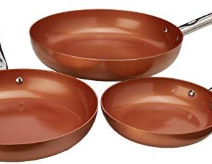 Copper CHef 3-Piece Non-Stick Fry Pan Set, 8 Inch, 10 Inch, and 12 Inch