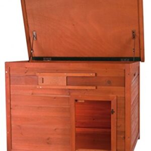 TRIXIE Natura Duck Coop with Ramp, Pull-Out Tub, Hinged Roof, Brown, 36x30x27