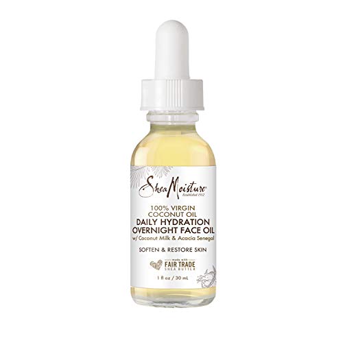 SheaMoisture Overnight Face Oil for All Skin Types 100% Virgin Coconut Oil for Daily Hydration 1 oz