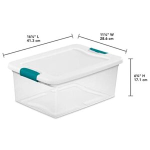 Sterilite+14948012+15+Quart+WhiteClear+Plastic+Storage+Box+With+Blue+Aquarium+Latches