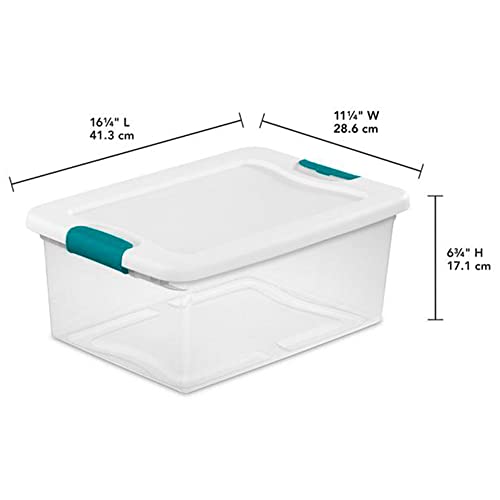 Sterilite+14948012+15+Quart+WhiteClear+Plastic+Storage+Box+With+Blue+Aquarium+Latches