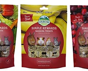 Simple Rewards Small Animal Treats 3 Flavor Variety Bundle (1) Each: Baked Cranberry, Freeze Dried Bananas, Baked Veggie, 1-2 Ounces